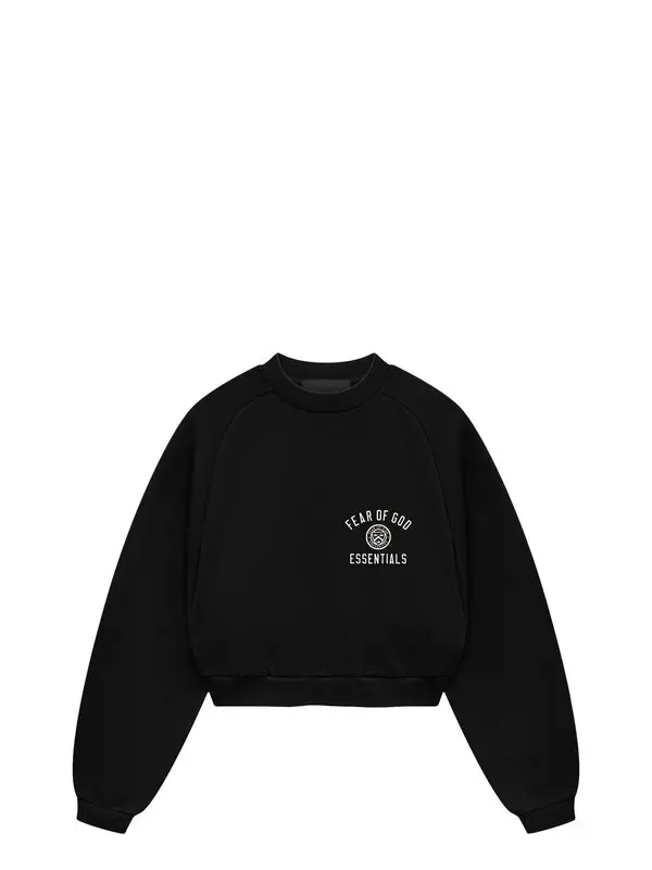 Fear Of God Fleece Cropped Crewneck - Black