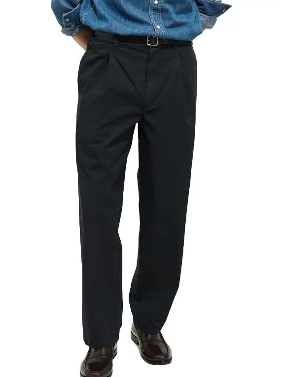 ALEX MILL Georges Pleated Cotton Pants - Black