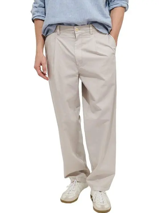 ALEX MILL Georges Pleated Cotton Pants - Stone
