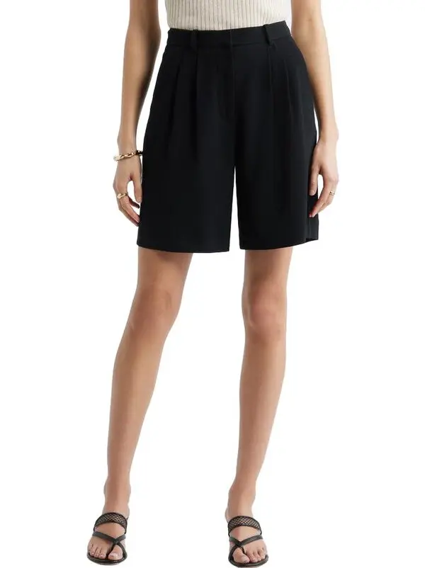 Nordstrom Pleated Trouser Shorts - Black