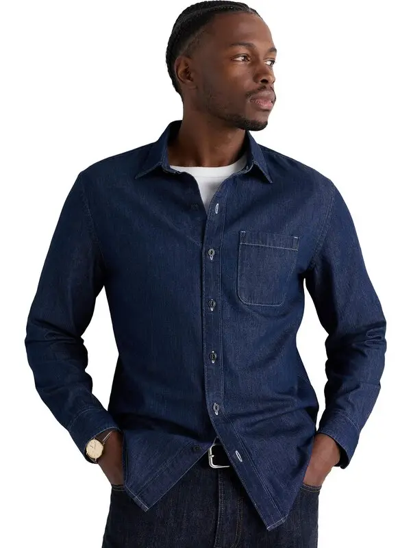 Quince Heritage Washed Denim Shirt - Dark Wash