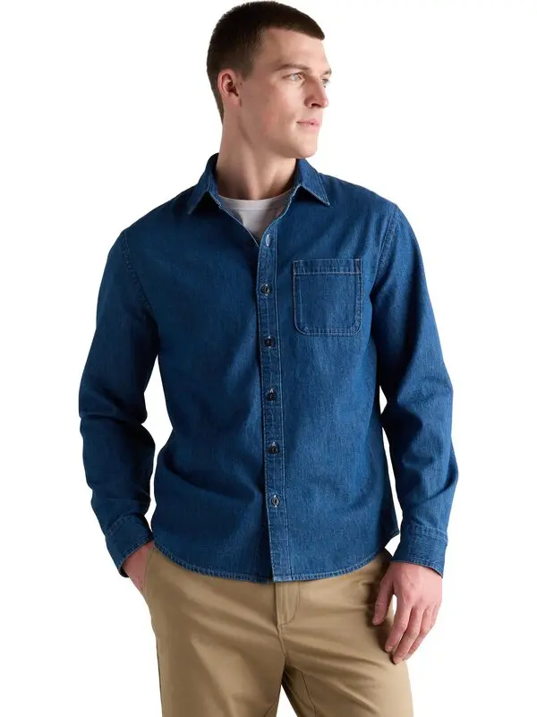 Quince Heritage Washed Denim Shirt - Medium Wash