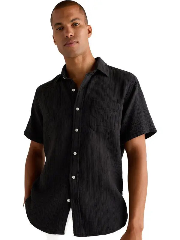 Quince Gauze Short Sleeve Shirt - Black