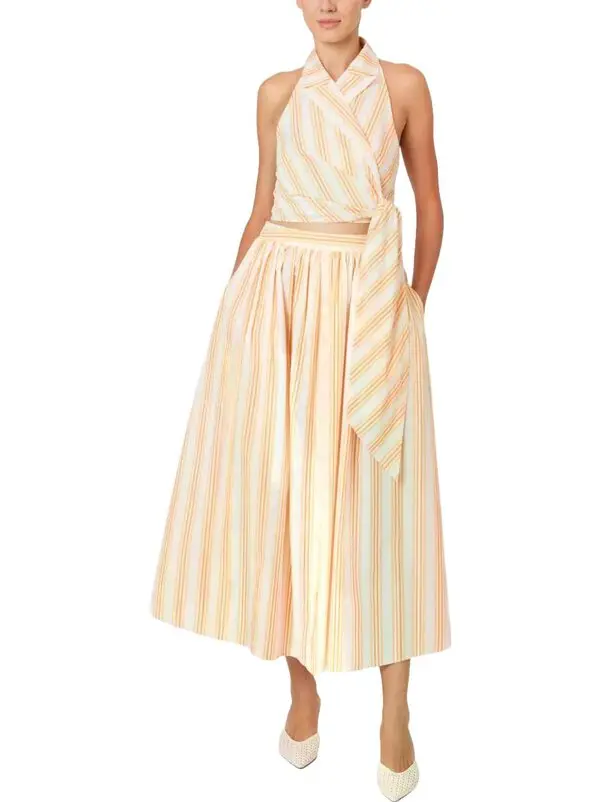 Rosie Assoulin Striped Halter Top - Neutrals