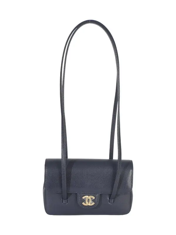 Chanel Grained Calfskin Preppy Flap Bag - Blue