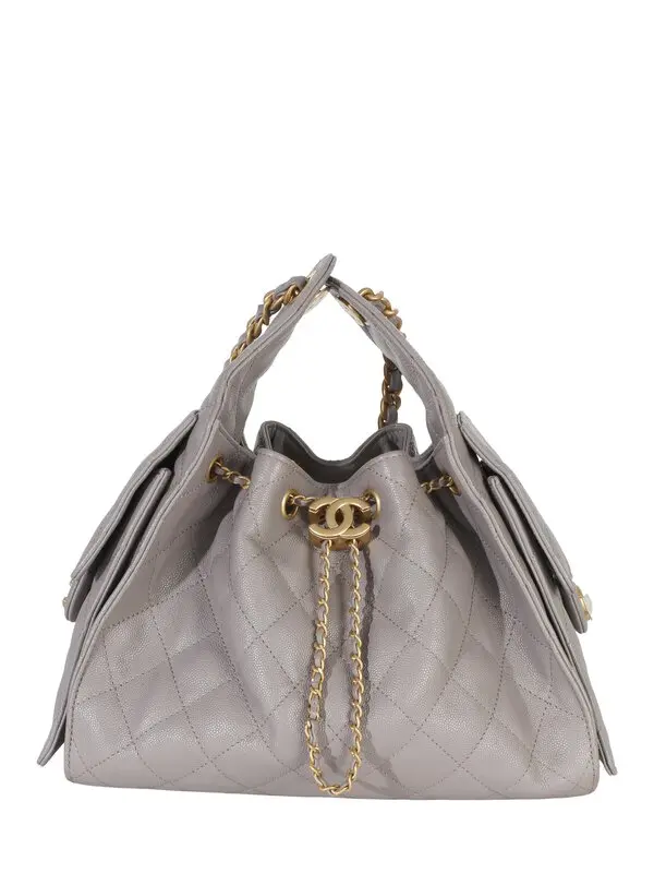 Chanel Quilted Caviar Hobo - Gray