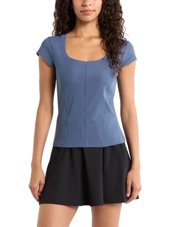 Zella Seamed Rib Top - Blue Vintage