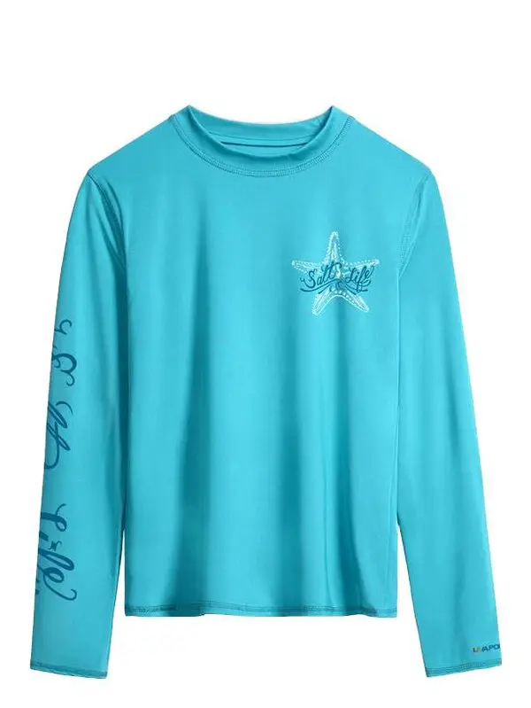 SALT LIFE Island Star Performance Long Sleeve Tee - Turquoise Heather