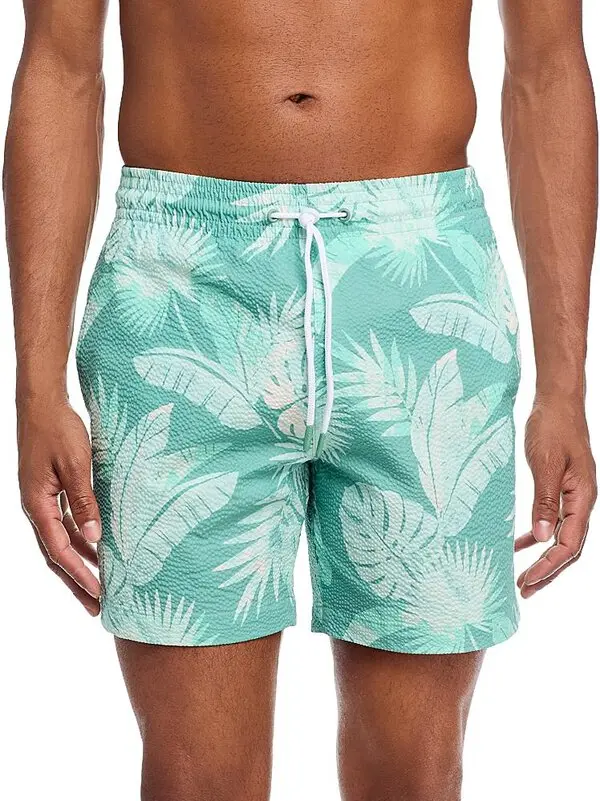 TRUNKS SURF & SWIM CO. Sano Tropical Leaves Toss 6.5" Swim Trunks - Sea Green