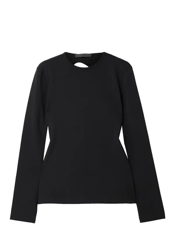 Tibi Cutout Stretch-jersey T-shirt - Black