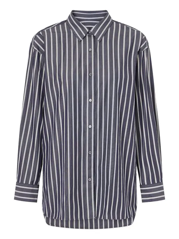 NILI LOTAN Yorke Striped Cotton Shirt - Blue