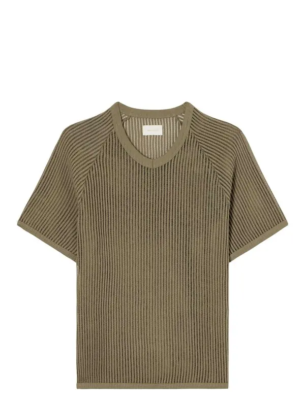 Aimé Leon Dore Ribbed Cotton-blend T-shirt - Army Green