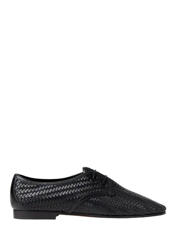 Ralph Lauren Woven Leather Oxfords - Black