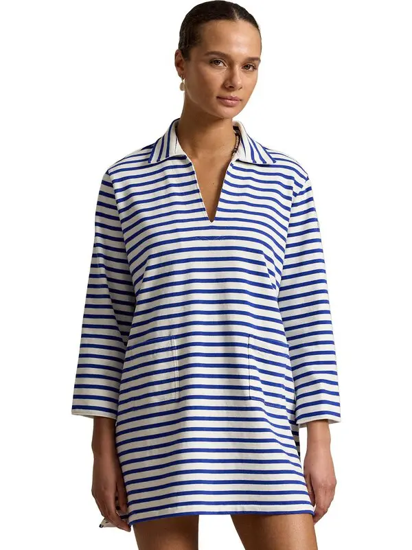 Ralph Lauren Striped Cotton Jersey Dress - White