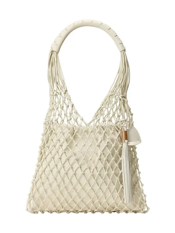 Ralph Lauren Macramé Calfskin Tote - Lux Cream
