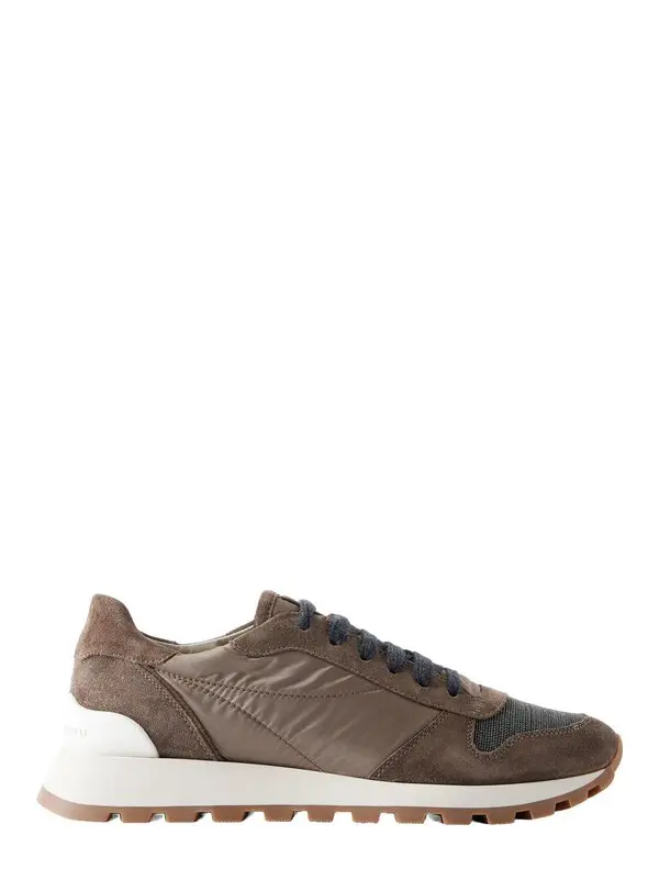 Brunello Cucinelli Monili Bead-embellished Shell Sneakers - Brown
