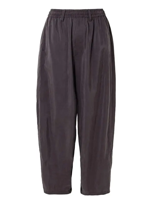 SSSTEIN Pleated Silk-blend Track Pants - Charcoal