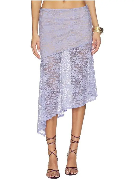 RUNAWAY THE LABEL Ava Flounce Midi Skirt - Bluebell
