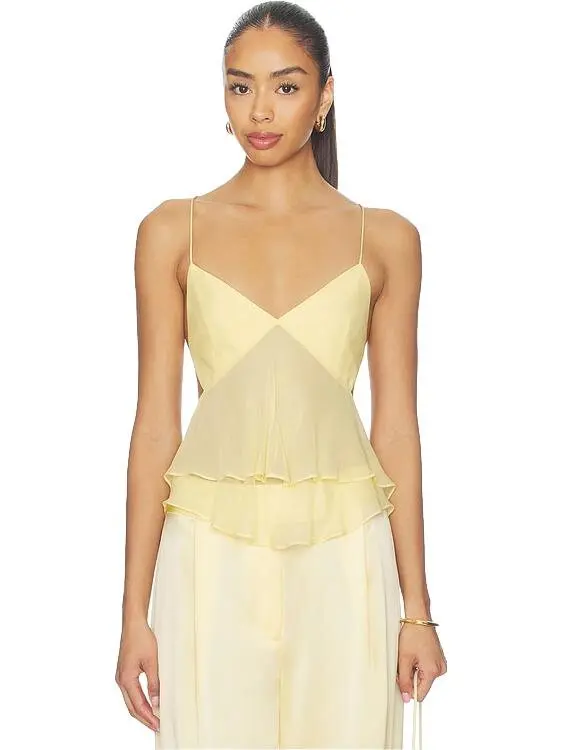 THE SEI Cut Out Ruffle Cami - Custard