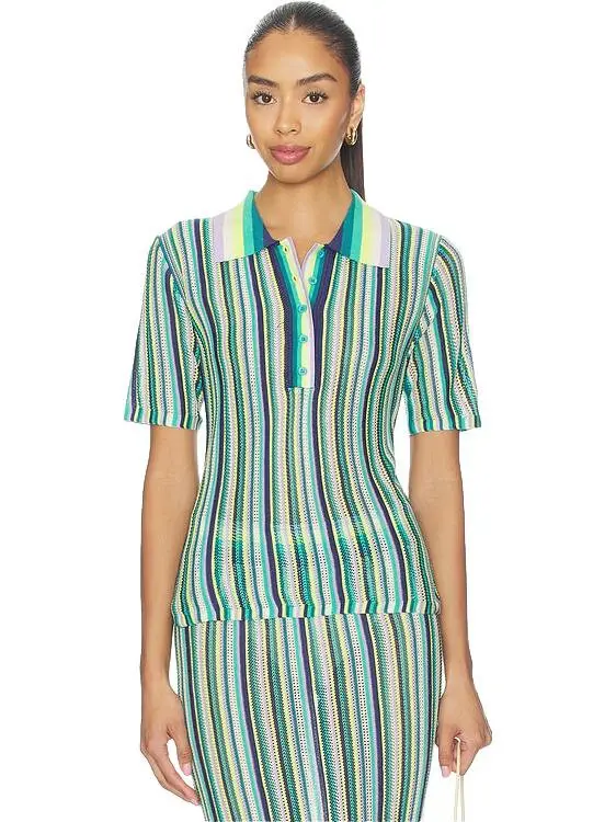 Susana Monaco Stripe Sweater Collar Shirt - Nightlife & Fern