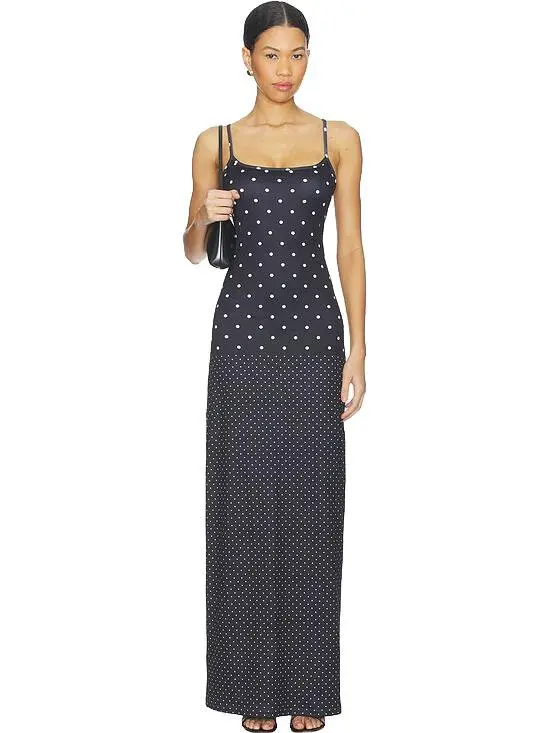 WITH HARPER LU Slip Dress - Black Polka