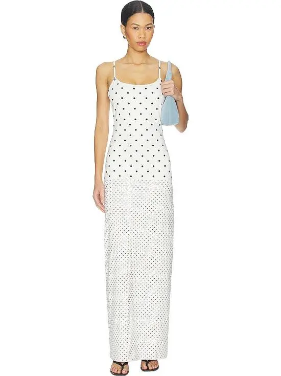 WITH HARPER LU Slip Dress - Ivory Polka
