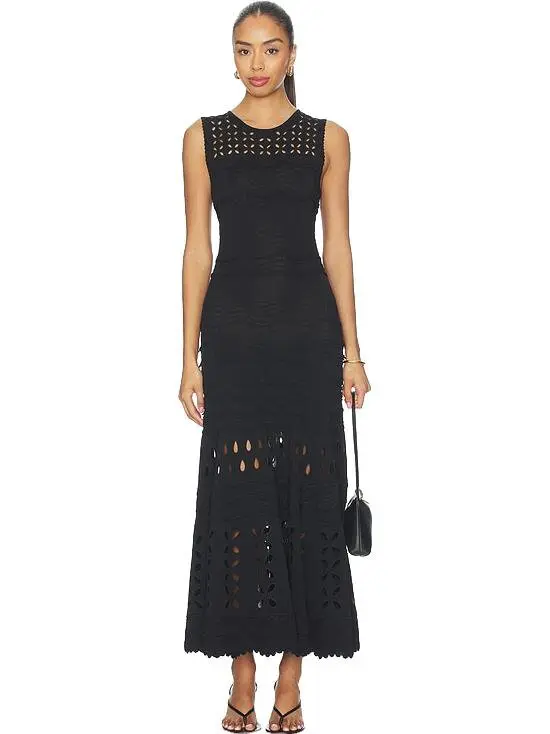 Ulla Johnson Lakshmi Eyelet Knit Dress - Noir