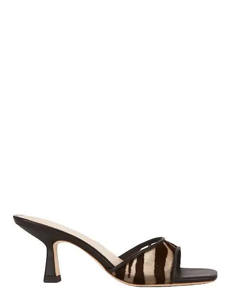LOEFFLER RANDALL Tavia Mesh Mid Heel - Dark Brown & Zebra Flocked Mesh