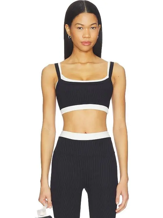 Year Of Ours Ribbed Layered Bralette In Black,white - Black & White