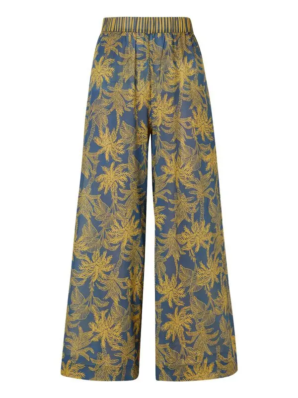 ERES Itinerant Printed Cotton-voile Straight-leg Pants - Blue