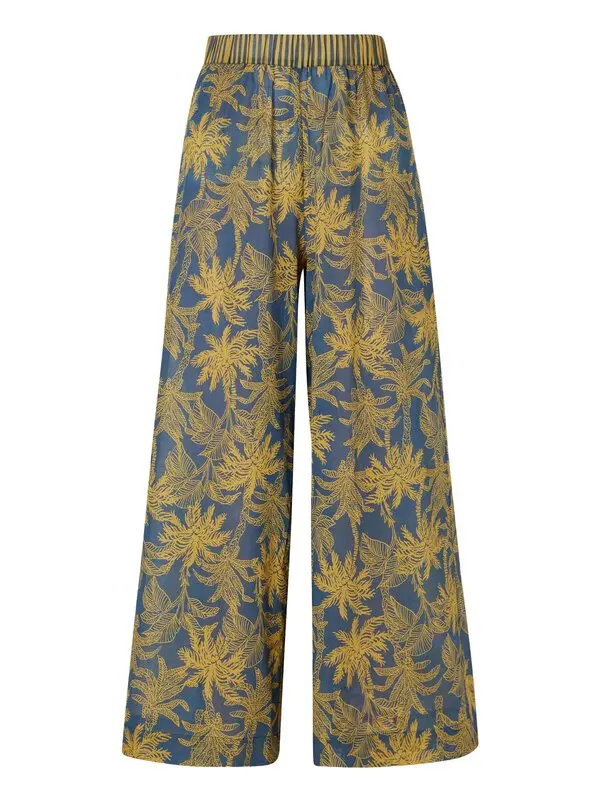 ERES Itinerant Printed Cotton-voile Straight-leg Pants - Navy
