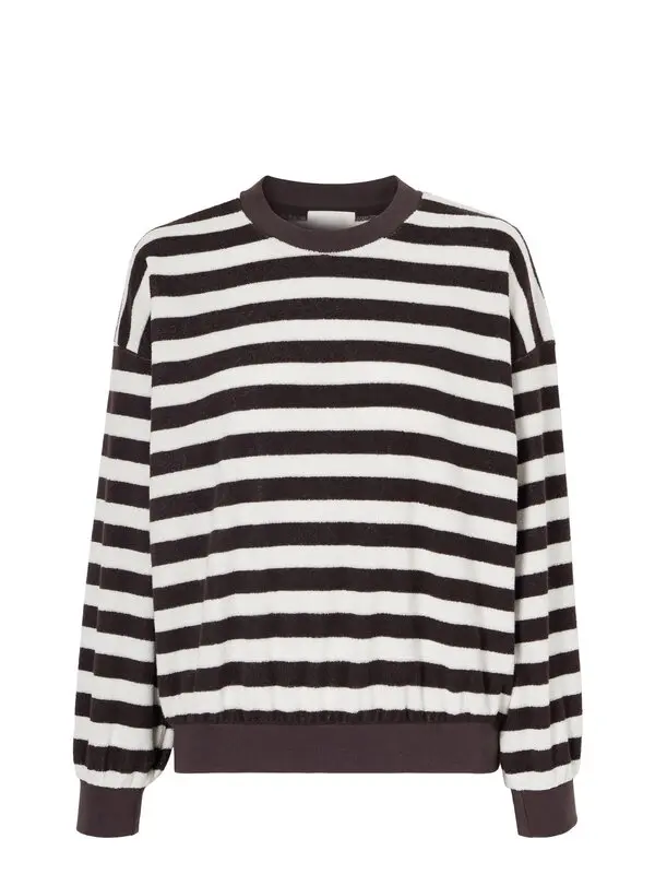 Suzie Kondi Sifnos Striped Cotton-blend Terry Sweatshirt - Brown