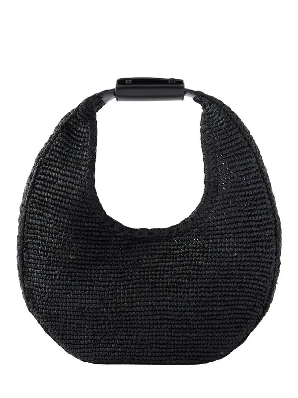 Staud Moon Large Raffia Tote - Black