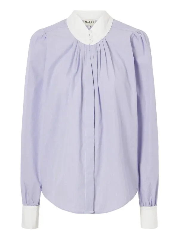 Maison Mayle Val D'isere Striped Cotton Blouse - Blue