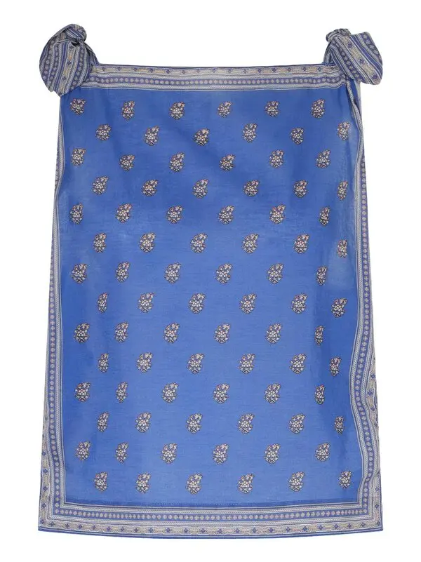 DÔEN Amalia Floral-print Cotton-voile Top - Blue