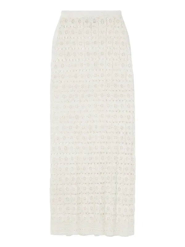 Calle Del Mar Tea Party Crochet Midi Skirt - Neutrals