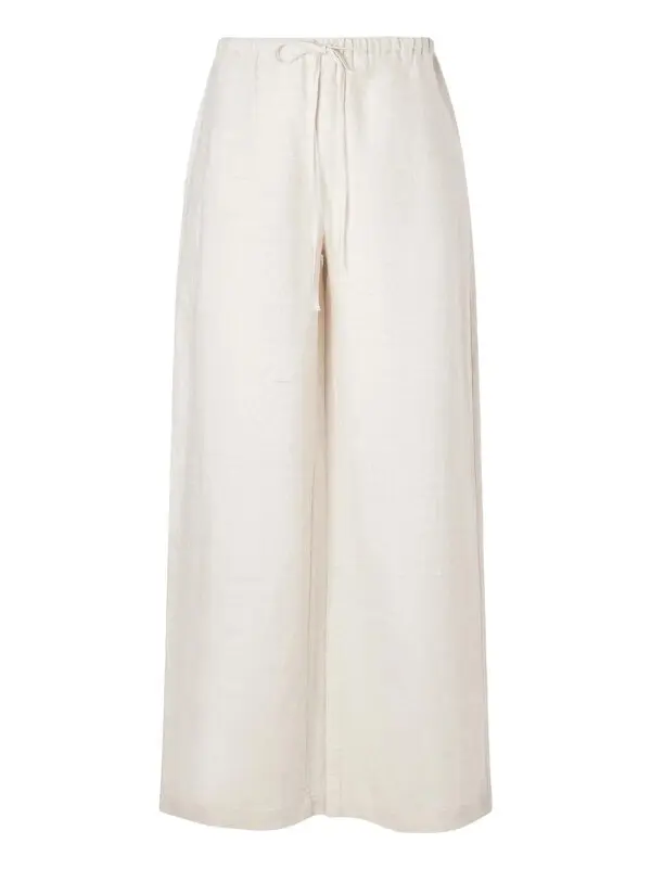 Staud Mateo Linen Mid-rise Wide-leg Pants - Neutrals