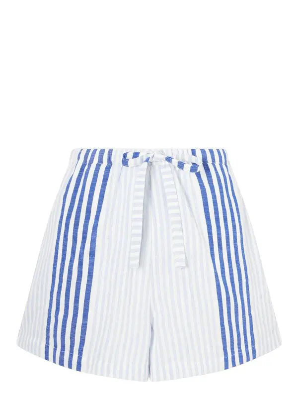 LEMLEM Safia Striped Cotton Shorts - Blue