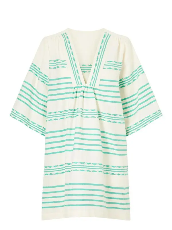 LEMLEM Belkis Striped Cotton Caftan - Green