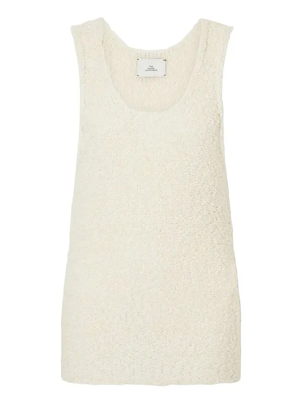 THE ELDER STATESMAN Ella Silk, Cashmere And Linen-blend Tank - Ivory