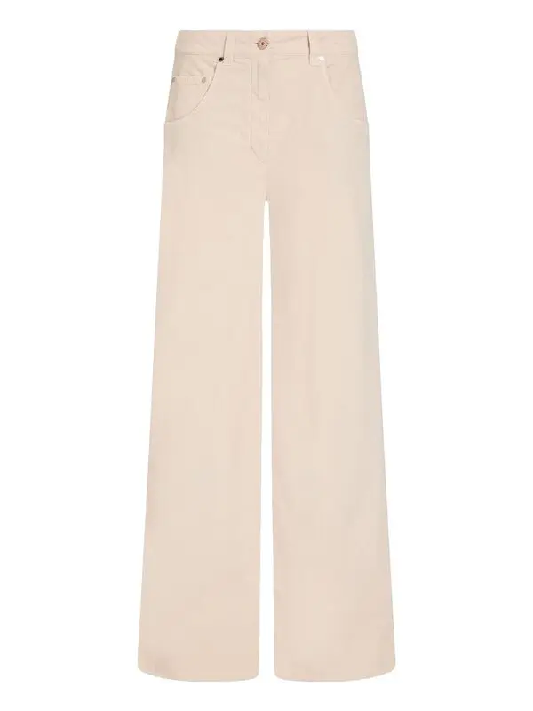 Brunello Cucinelli Cotton-blend Corduroy Wide-leg Pants - Beige
