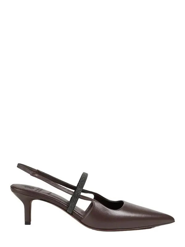 Brunello Cucinelli Leather Slingback Pumps - Chocolate