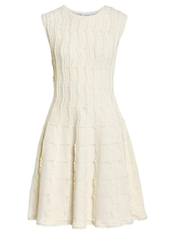 Oscar De La Renta Scalloped Pointelle-knit Mini Dress - Ivory