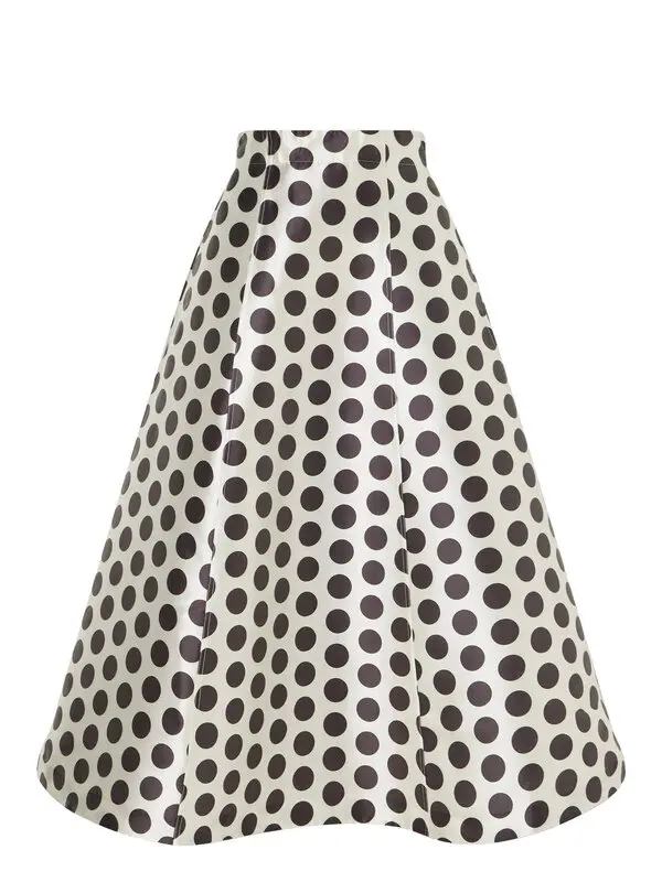 DESTREE India Paneled Polka-dot Satin Midi Skirt - Black