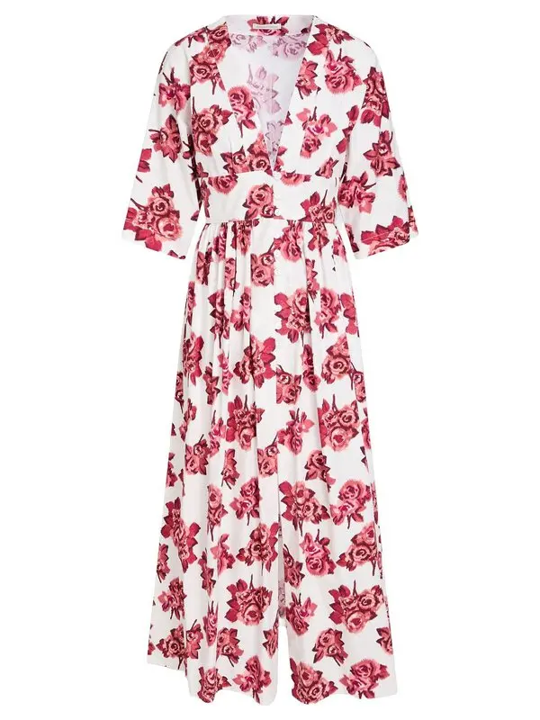 EMILIA WICKSTEAD Elowen Floral-print Cotton-poplin Midi Dress - White