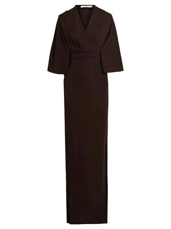 Safiyaa Oro Draped Twill Maxi Dress - Dark Brown