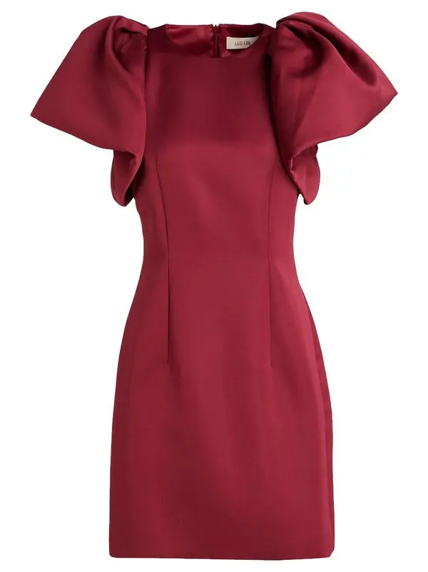 LEO LIN Dayna Satin Mini Dress - Claret