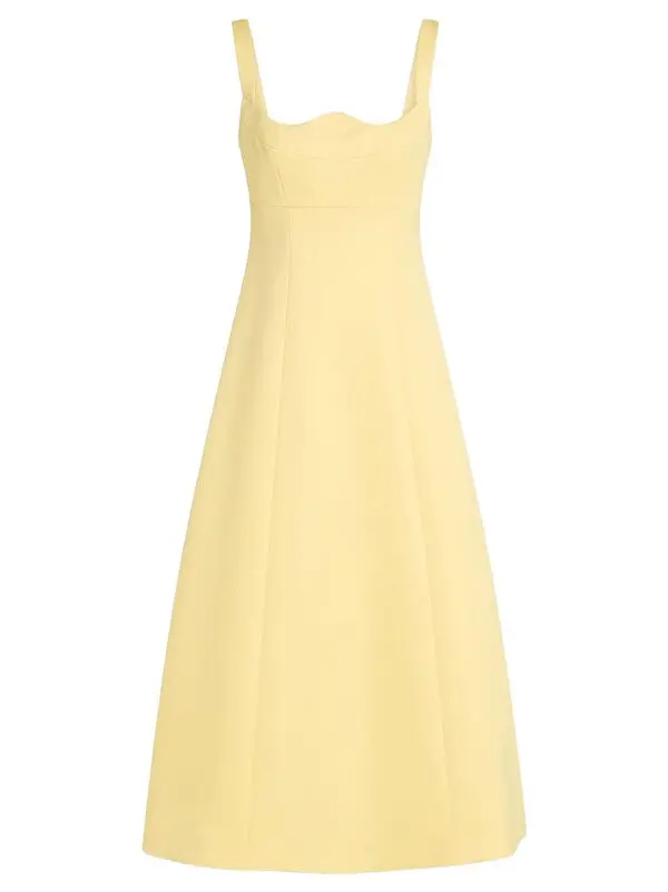 LEO LIN Odette Satin Midi Dress - Pastel Yellow