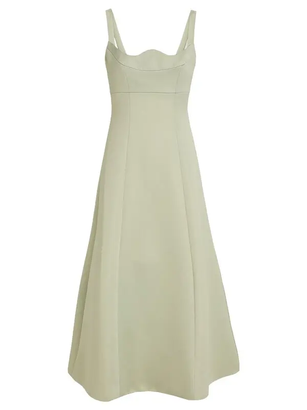 LEO LIN Odette Satin Midi Dress - Sage Green