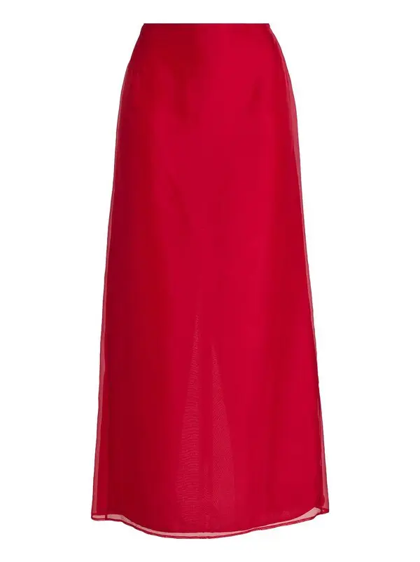 LEO LIN Jing Silk-organza Midi Skirt - Crimson